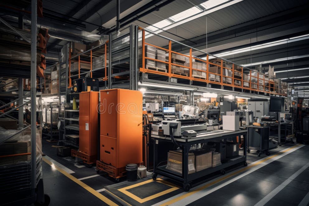 Modern Automatized High Rack Warehouse Stock Illustration ...