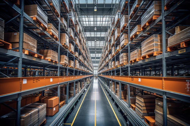 Modern Automatized High Rack Warehouse Stock Illustration ...