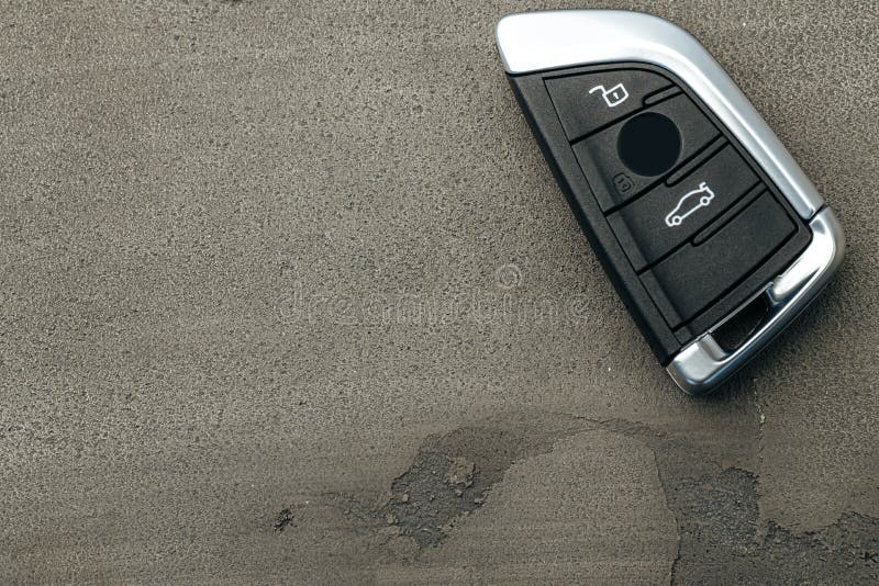 Modern Automobile Car Key on Black Concrete Background Stock Image ...