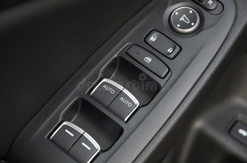 Modern Automobile Electric Windows and Mirrors Control Buttons Stock ...