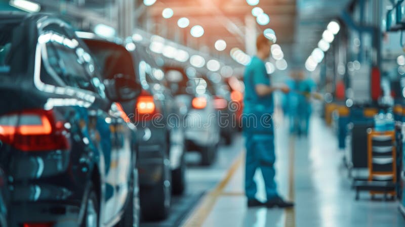 Modern Automotive Assembly Line in Factory Stock Illustration ...