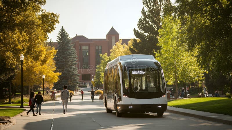 Modern Autonomous Bus Traveling through a University Campus Surrounded ...