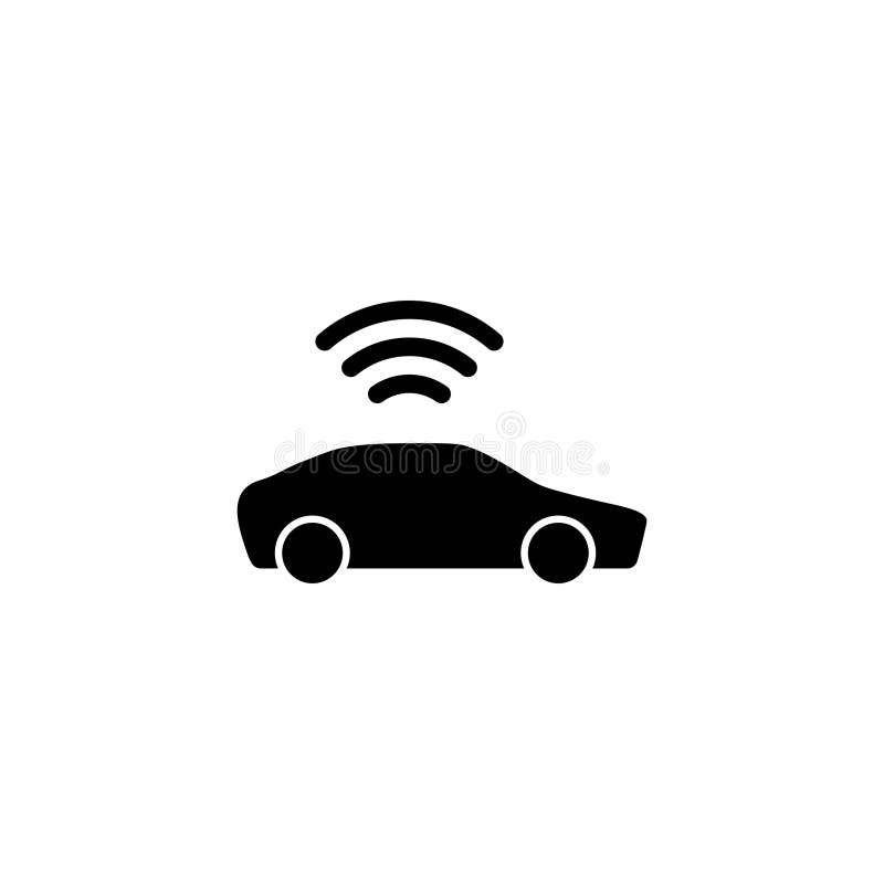 Modern Autonomous Car Icon with Wireless Signals Stock Vector ...