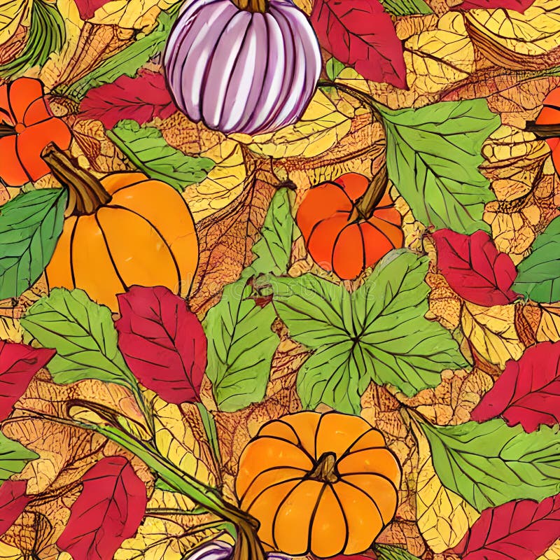Modern Autumn Harvest Fall Pattern Stock Illustration - Illustration of ...