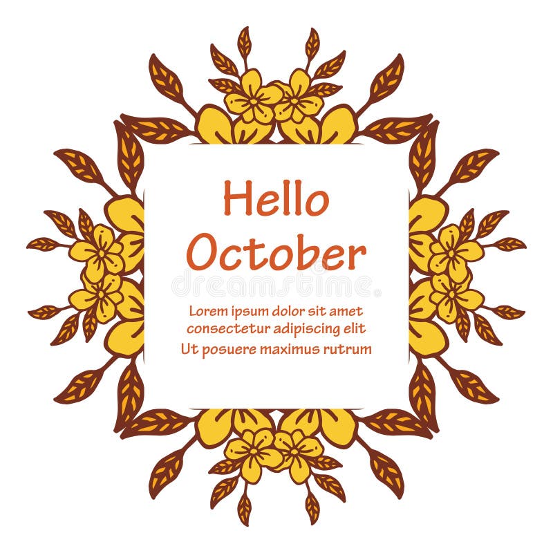 Modern Autumn Leaves and Flower Frame, for Calligraphy Hello October ...
