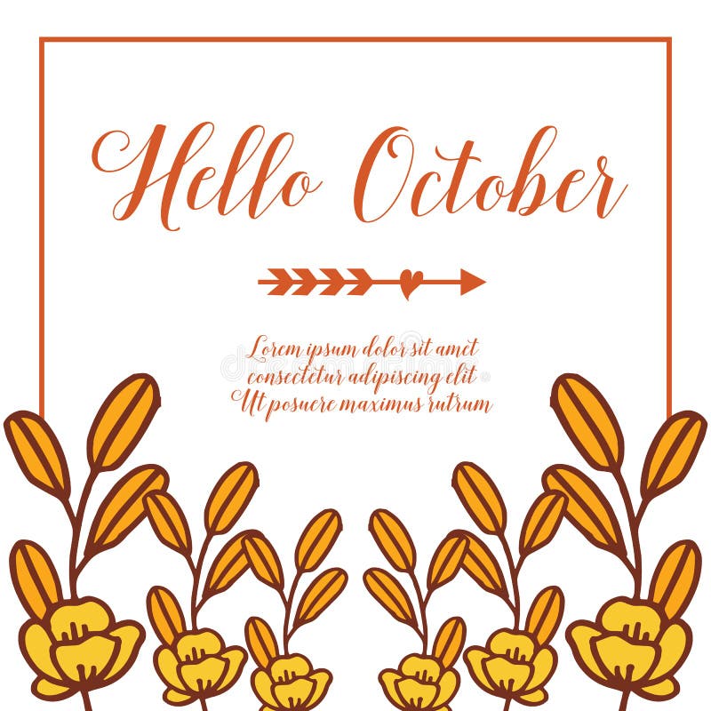 Modern Autumn Leaves and Flower Frame, for Calligraphy Hello October ...
