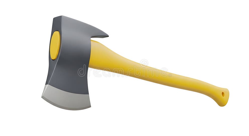 A Modern Axe Featuring a Robust, Metallic Head with a Sharp Blade and a ...