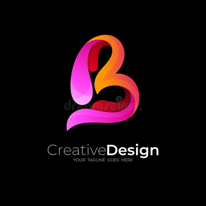 Modern B Logo and 3d Colorful Design, Red Color Stock Vector ...