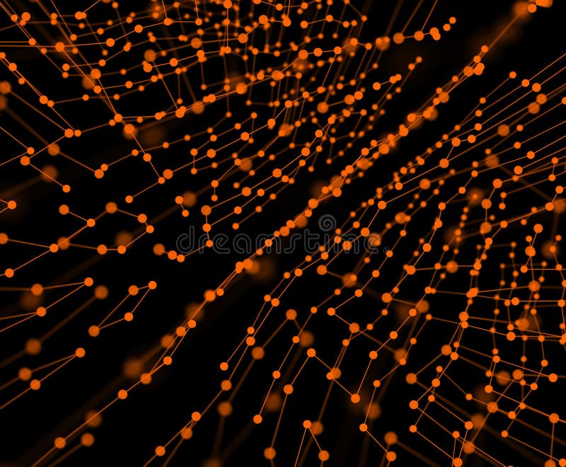 Modern Background of Dots Connected by Lines of Red Colors with Blurred ...