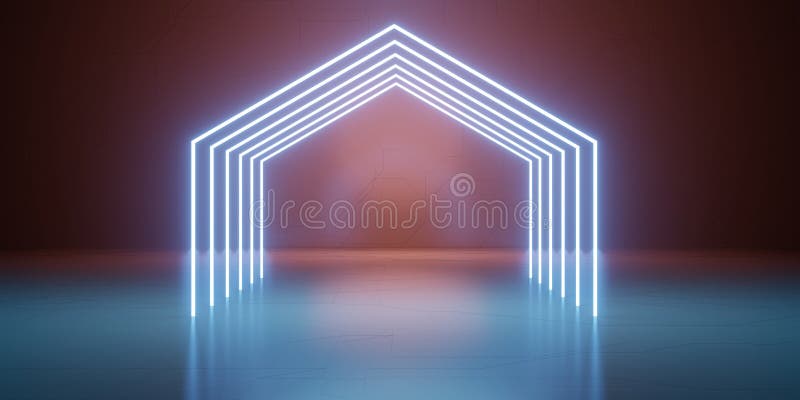 Modern Background Laser Light Neon Light Platform Tech Style 3d ...