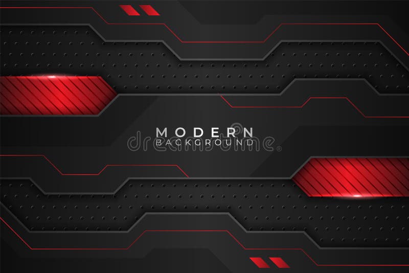 Modern Background Realistic Metallic Technology Glowing Red and Dark ...