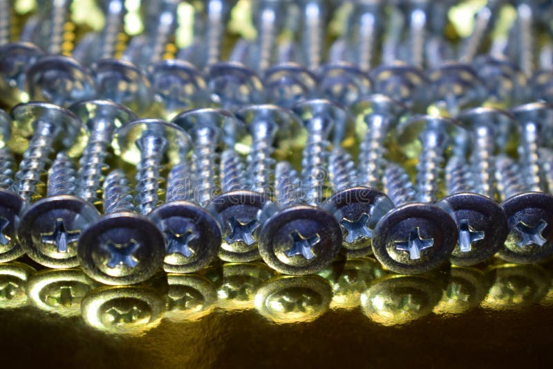 Modern Background of Shiny Metal Screws Stock Image - Image of handyman ...