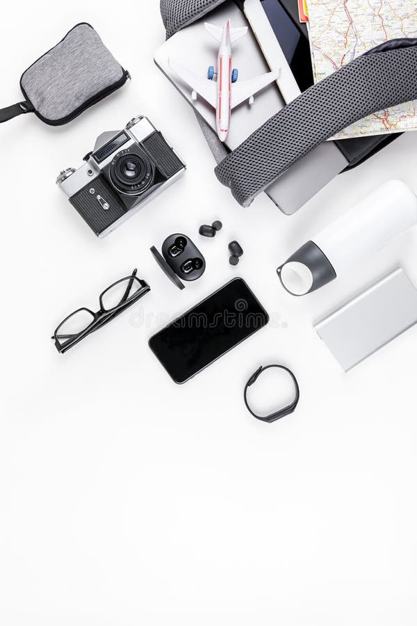 Modern Backpack with Laptop and Tablet Inside Stock Photo - Image of ...