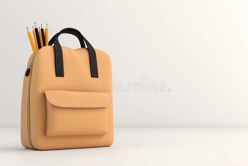 Modern Backpack for Travel and Work with Office Tools and Pencils on a ...