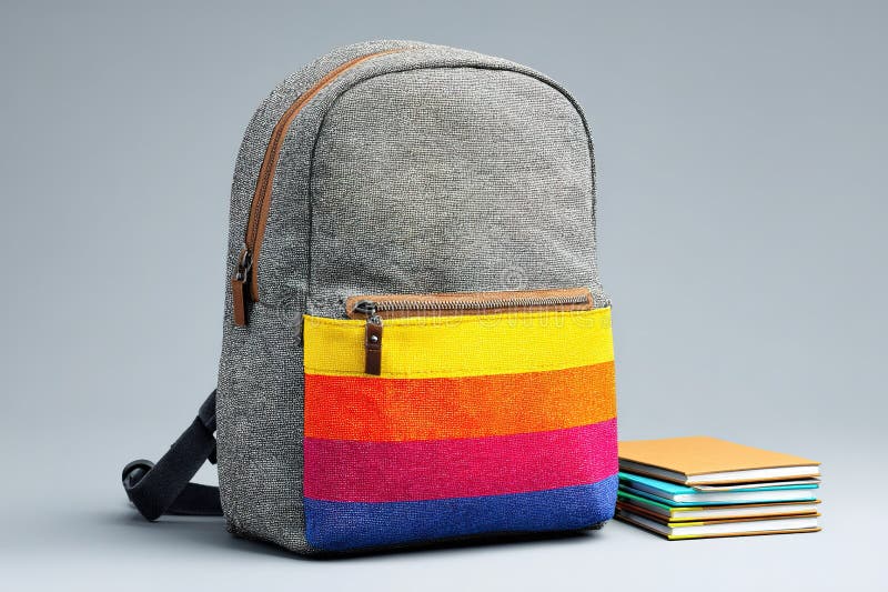 Modern Backpack with Vibrant Color Stripes Displayed Alongside Assorted ...