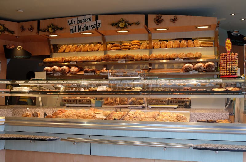 Modern Bakery with Different Kinds of Bread and Buns Stock Image ...