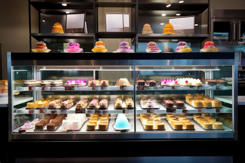 Modern Bakery, with Display Case Full of Colorful and Artistic Cupcakes ...