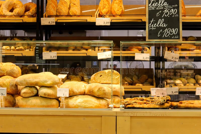 Modern Bakery with a Great Assortment of Bread, Cakes and Buns Stock ...
