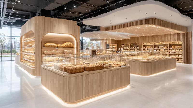 Modern Bakery Interior Design Stock Illustration - Illustration of ...