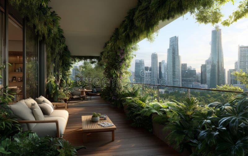 Modern Balcony Patio Building with Rest Area for Family in Elegant ...