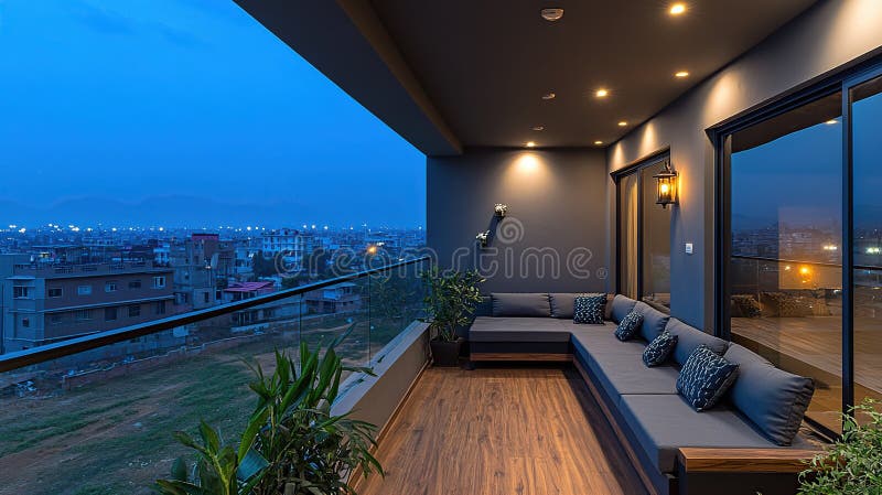 Modern Balcony Patio Building with Rest Area for Family in Elegant ...
