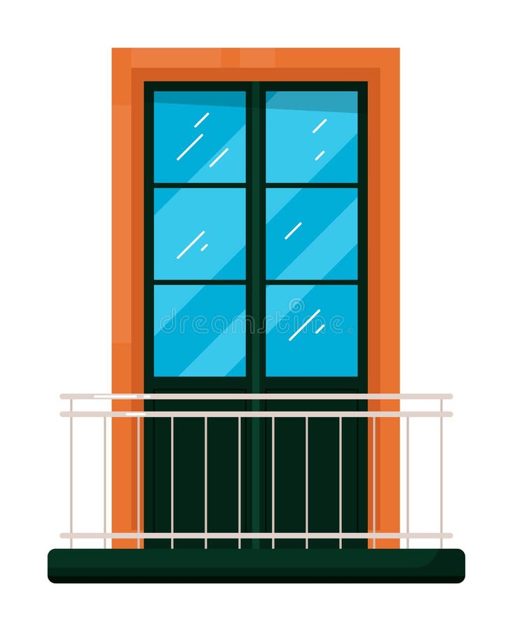 Modern Balcony Exterior Isolated on White Background Stock Vector ...
