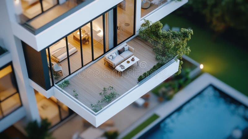 Modern Balcony with Stunning City View and Luxury Amenities Stock Image ...