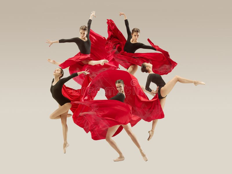 Modern Ballet Dancer Dancing in Full Body on White Studio Background ...