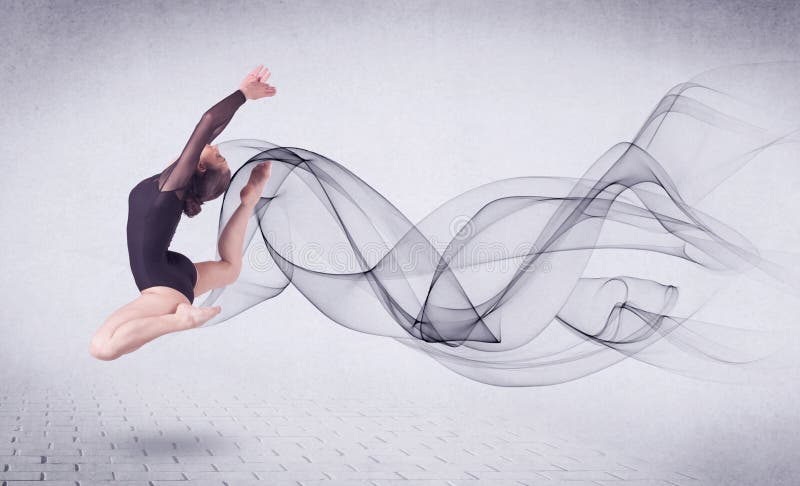 Modern Ballet Dancer Performing with Abstract Swirl Stock Photo - Image ...