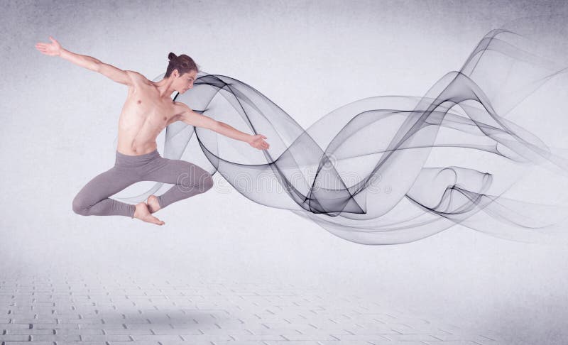 Modern Ballet Dancer Performing with Abstract Swirl Stock Image - Image ...