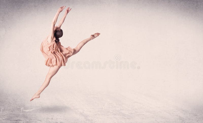 Modern Ballet Dancer Performing Art Jump with Empty Background Stock ...