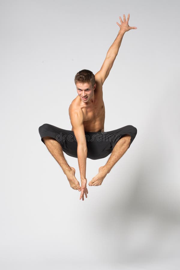 Modern Ballet Male Dancer Posing Over White Studio Background Stock ...