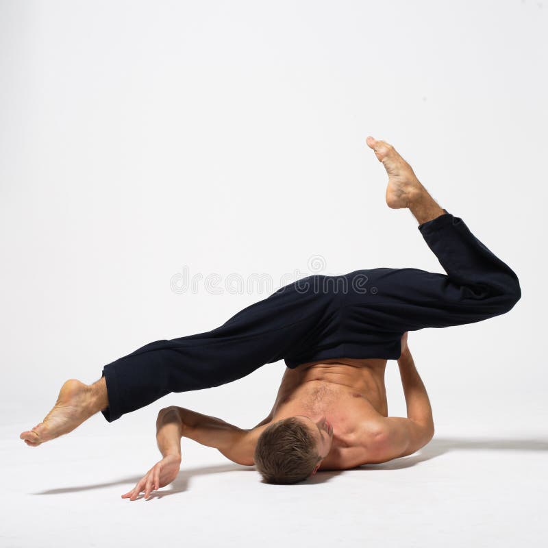 Modern Ballet Male Dancer Posing Over White Studio Background Stock ...