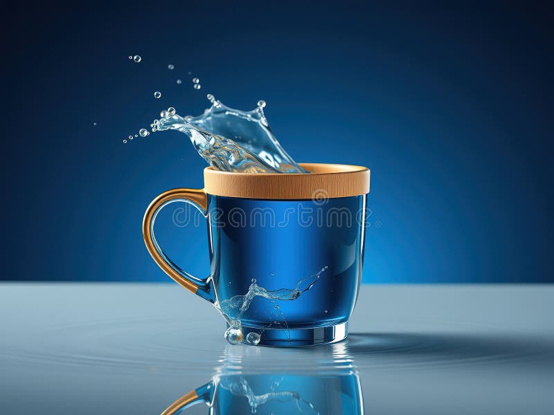 Modern Bamboo Mug with a Splash of Blue and Gold Accents Sustainable ...