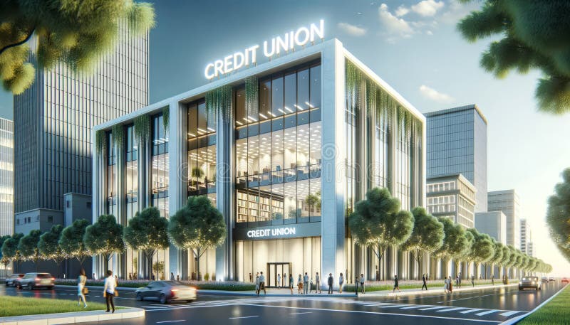 Modern Bank Building Emphasizing CREDIT UNION Stock Illustration ...