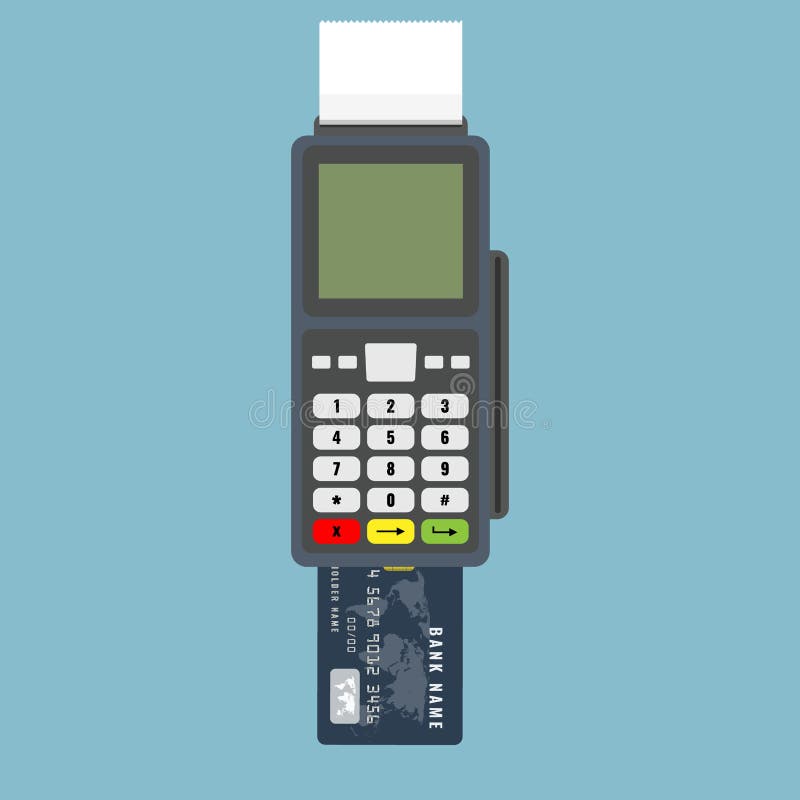 Modern Bank or Credit Card Reader with Top View and Large Screen. Flat ...