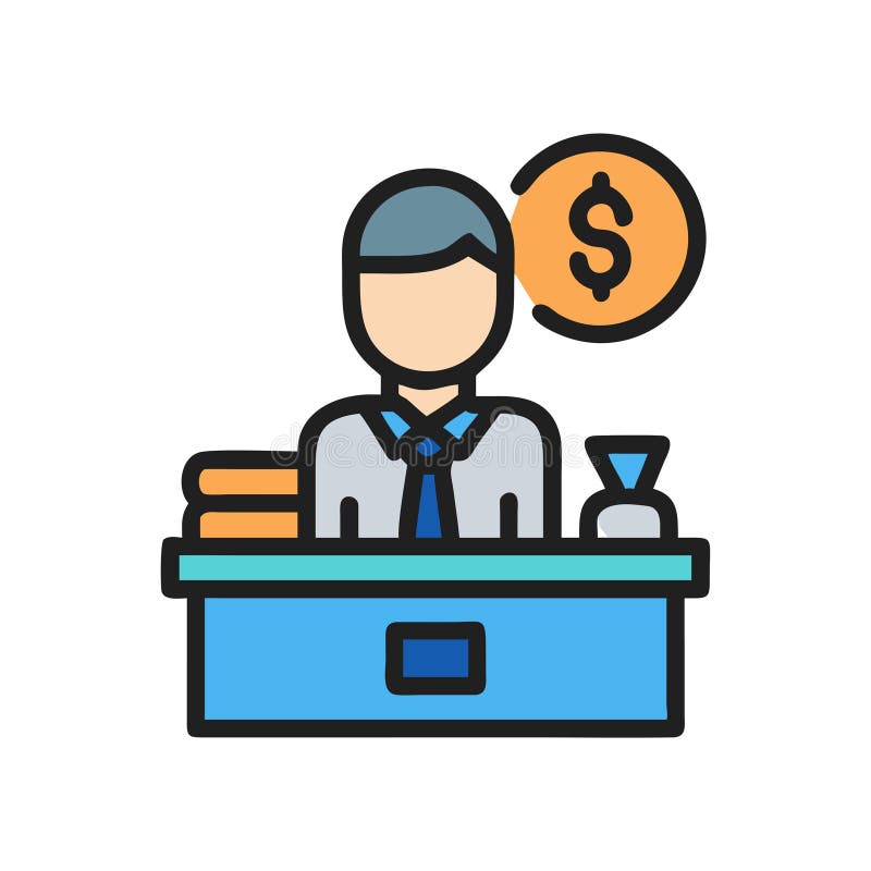 Modern Bank Teller Icon Illustration Stock Vector - Illustration of ...