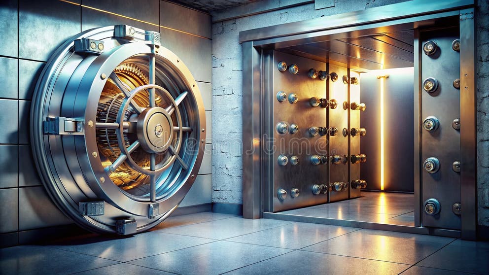 Modern Bank Vault and Safe Deposit Box with Electronic Locks a Secure ...