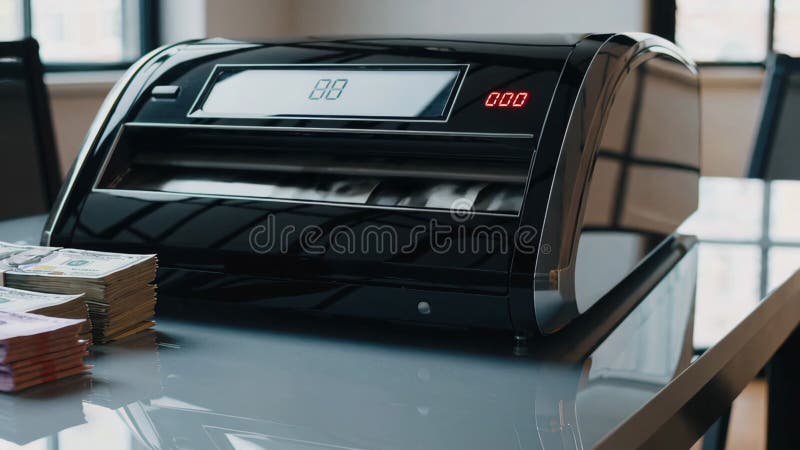 Banknote Counter Processing Stack of Dollar Bills Stock Video - Video ...