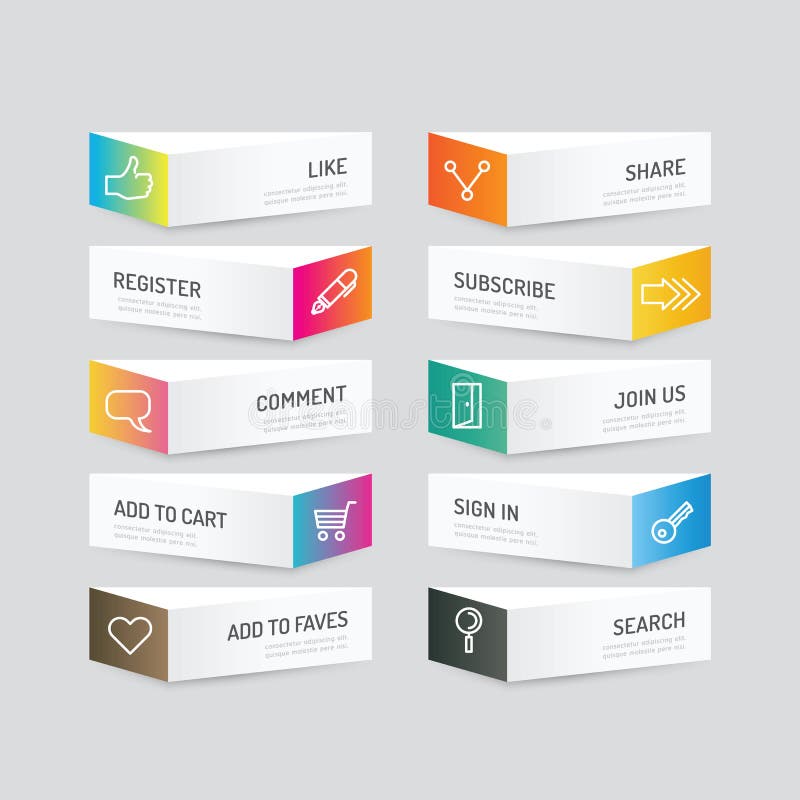 Modern Banner Button with Social Icon Design Options. Vector Ill Stock ...