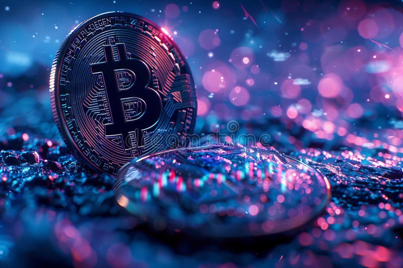 Modern Banner Design with Bitcoin Logo and Trading Chart on a Dark Blue ...