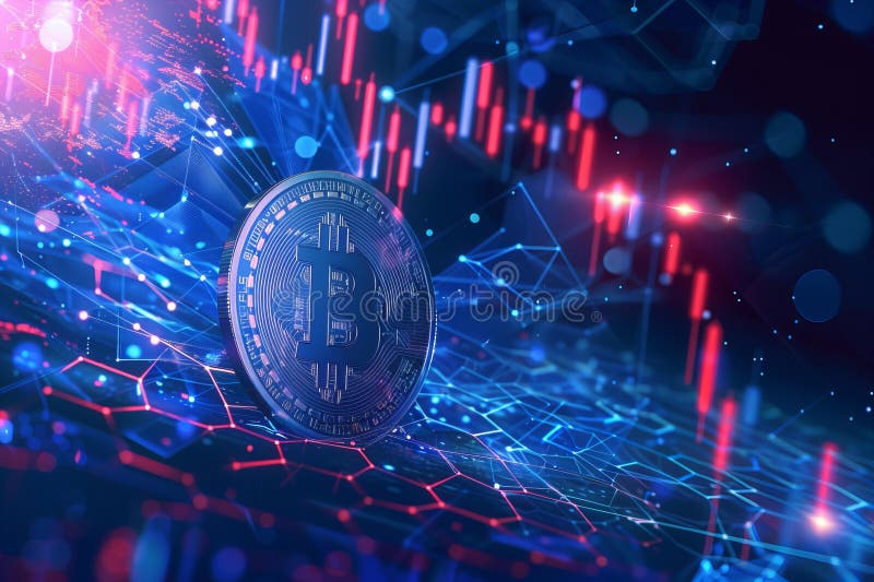 Modern Banner Design with Bitcoin Logo and Trading Chart on a Dark Blue ...