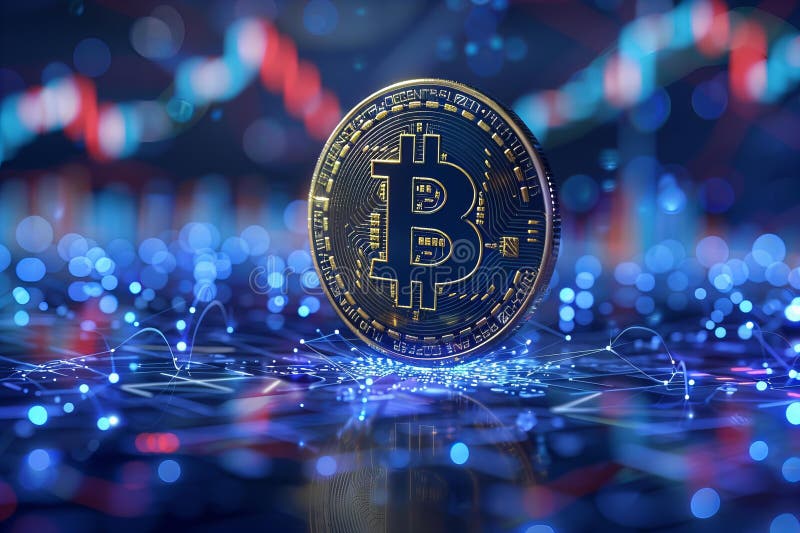 Modern Banner Design with Bitcoin Logo and Trading Chart on a Dark Blue ...