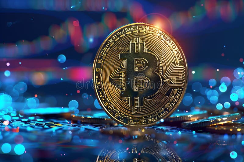 Modern Banner Design with Bitcoin Logo and Trading Chart on a Dark Blue ...