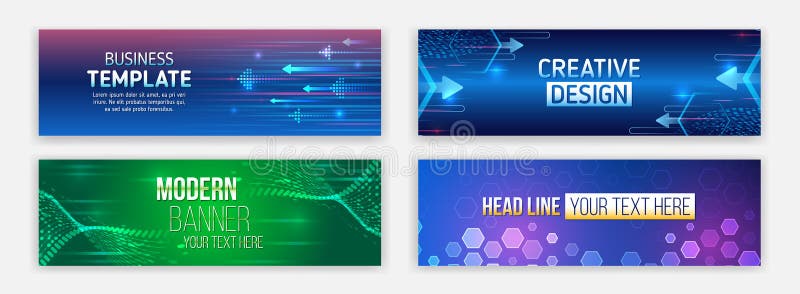 Modern Banner Design with Technology Element. Data Protection, Internet ...