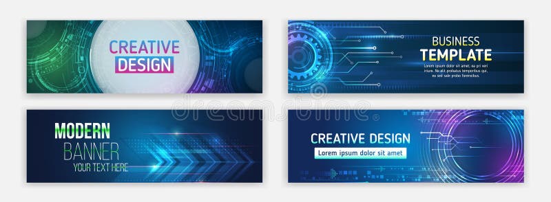 Modern Banner Design with Technology Element. Data Protection, Internet ...