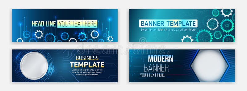 Modern Banner Design with Technology Element. Data Protection, Internet ...