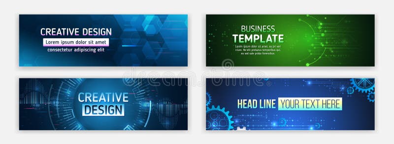 Modern Banner Design with Technology Element. Data Protection, Internet ...