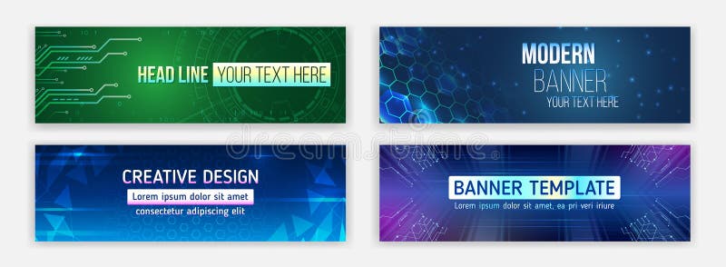 Modern Banner Design with Technology Element. Data Protection, Internet ...