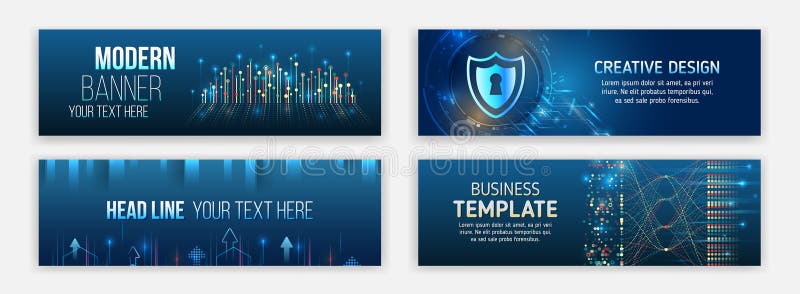 Modern Banner Design with Technology Element. Data Protection, Internet ...